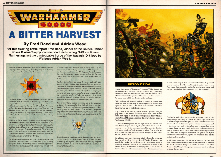 A Bitter Harvest: Fred Reed’s Old School Howling Griffons Space Marines ...